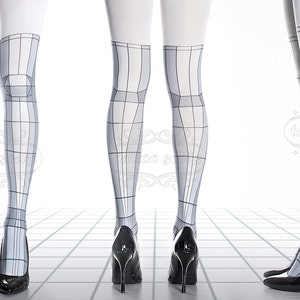 Tattoo Tights - 3D Model White One Size Full Length Printed Closed Toe ...