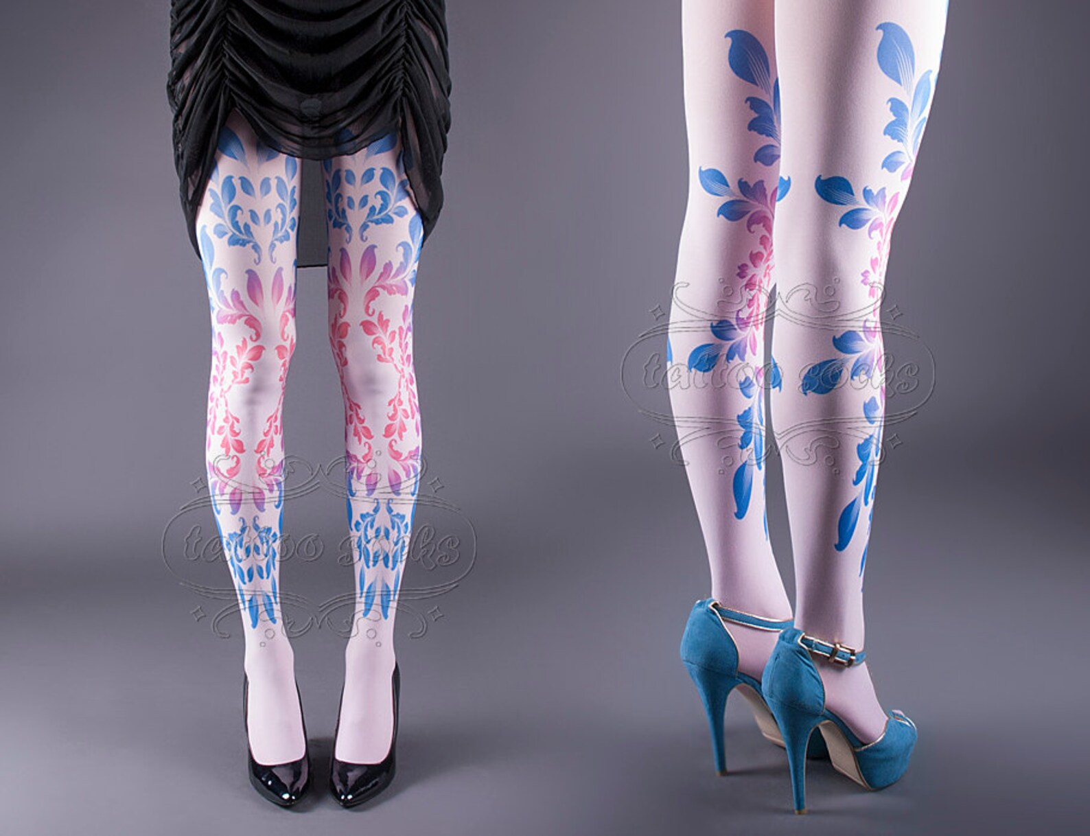 NEW Light Pink One Size Fey Full Length Printed Tights Closed - Etsy
