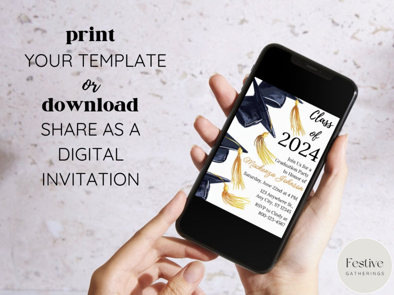 Graduation Invitation Template 003V, Printable Editable Digital ...
