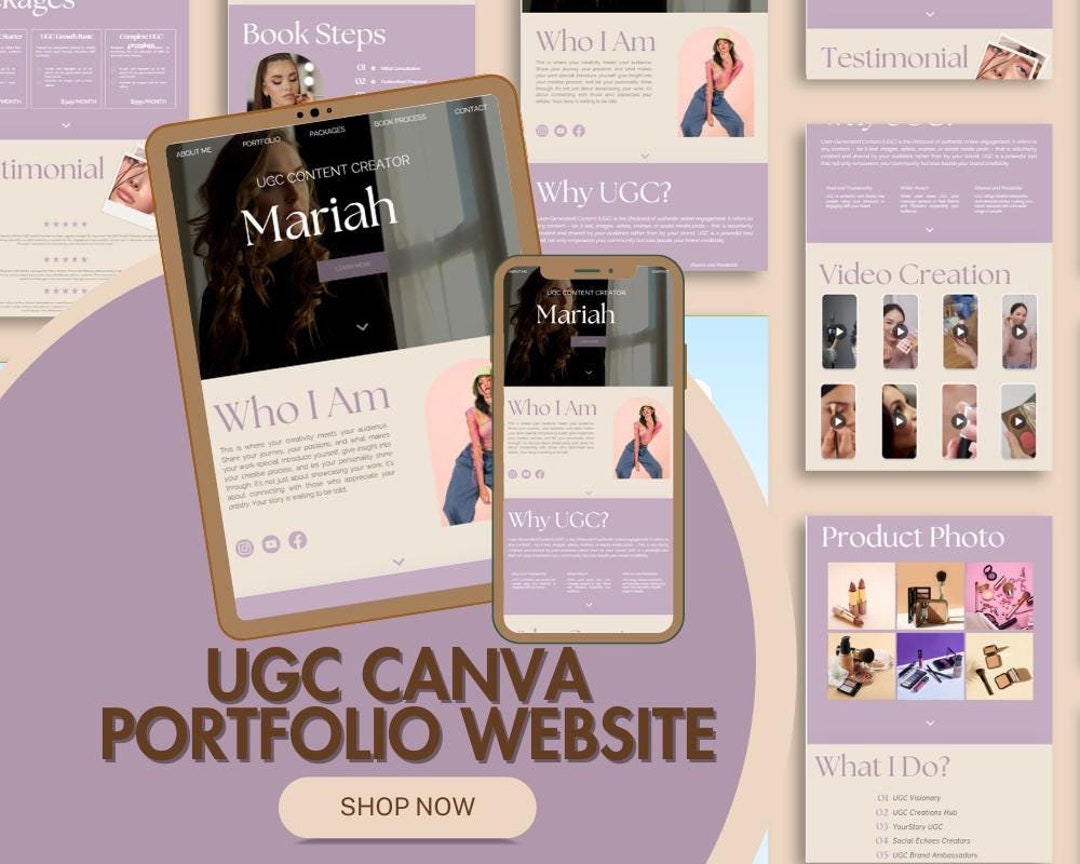 UGC Canva Portfolio Website 2025 Content Calendar, Influencer Media Kit ...