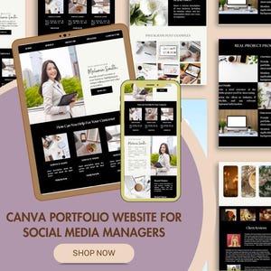 Canva Portfolio Website Template for Social Media Managers Customizable ...