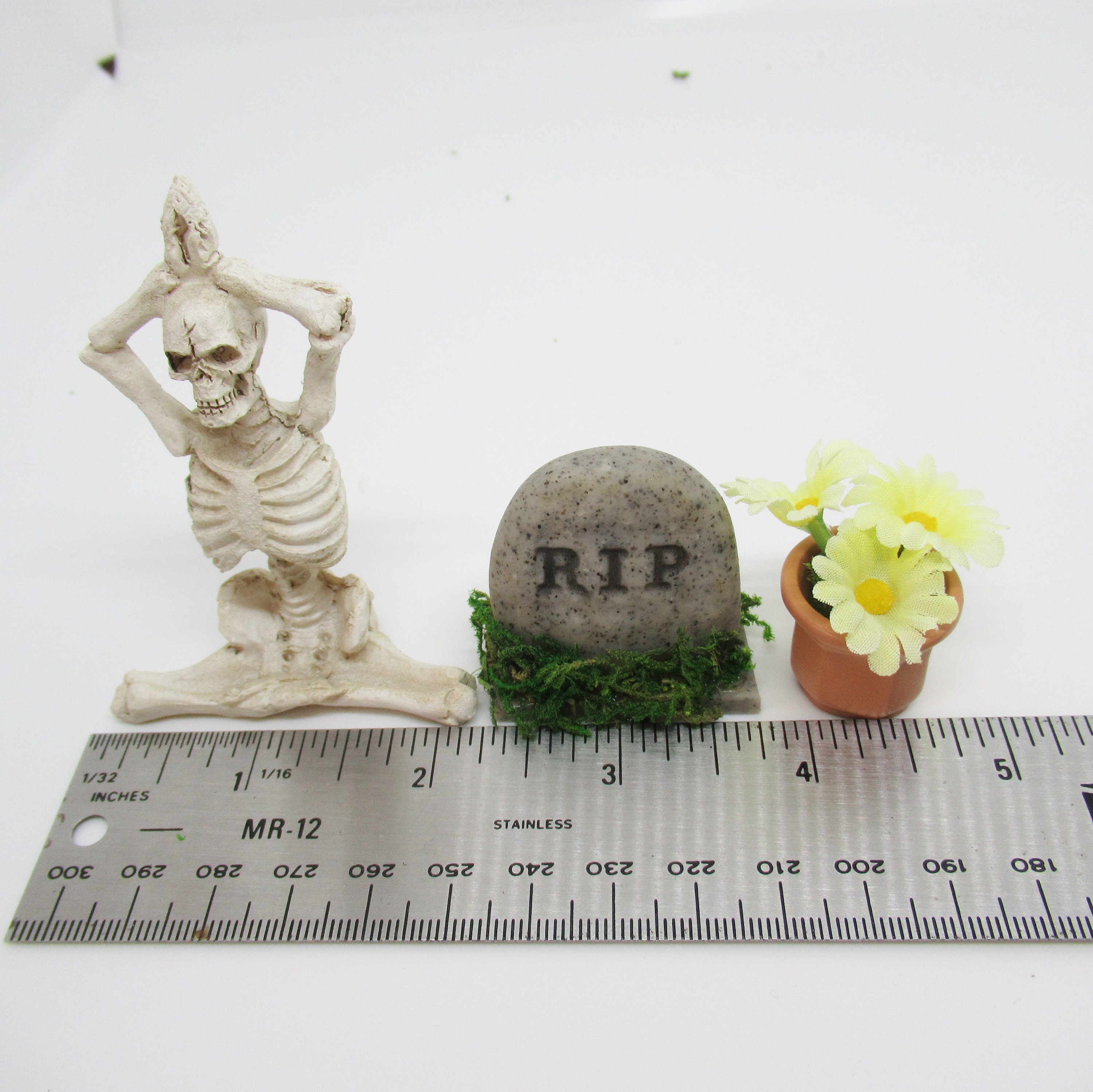 Miniature RIP Headstone With Yoga Skeleton - Etsy UK