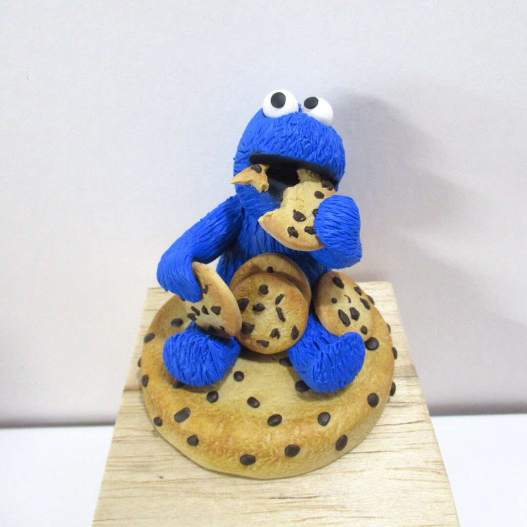 Cookie Monster Chomping on Cookies Figurine - Etsy