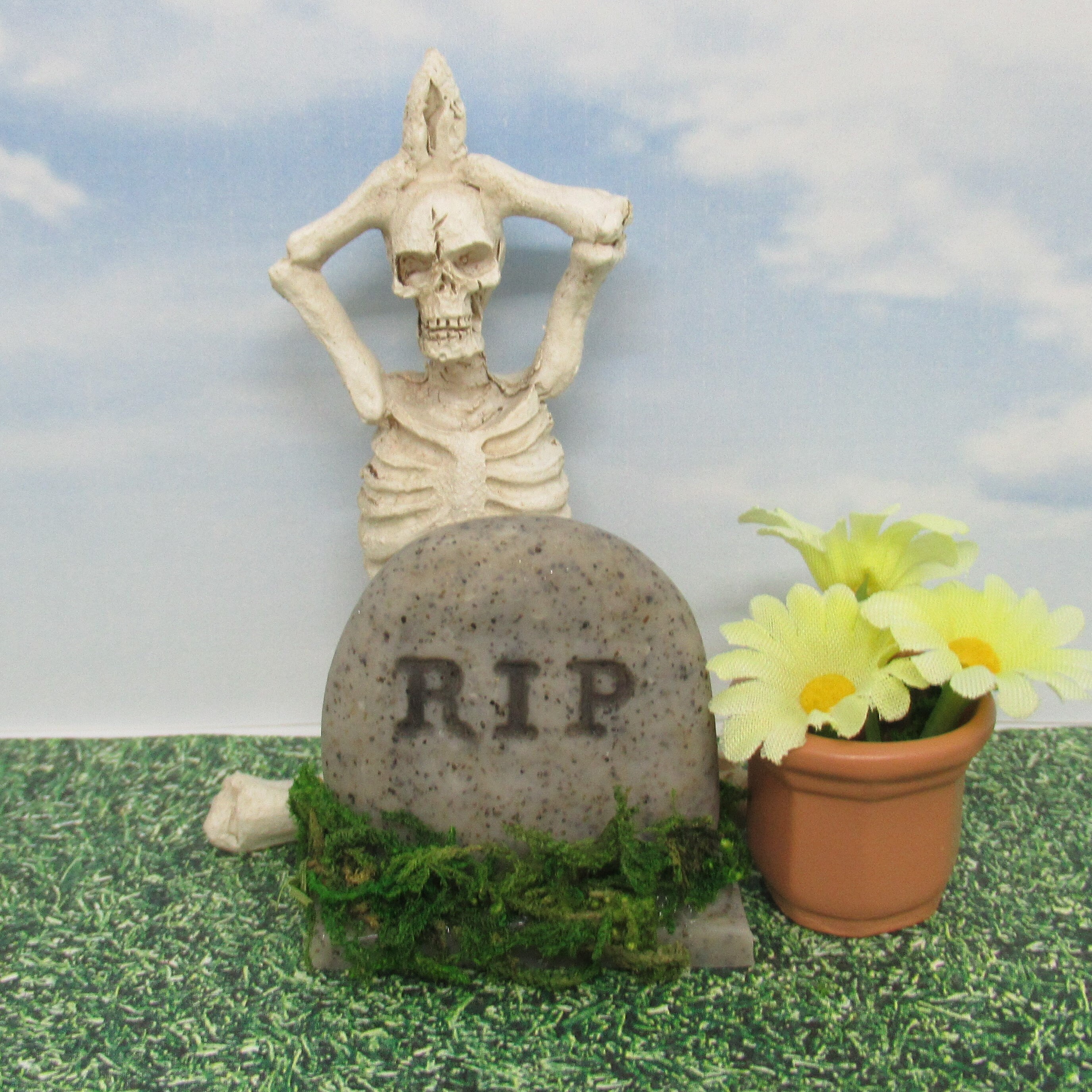 Miniature RIP Headstone With Yoga Skeleton - Etsy UK