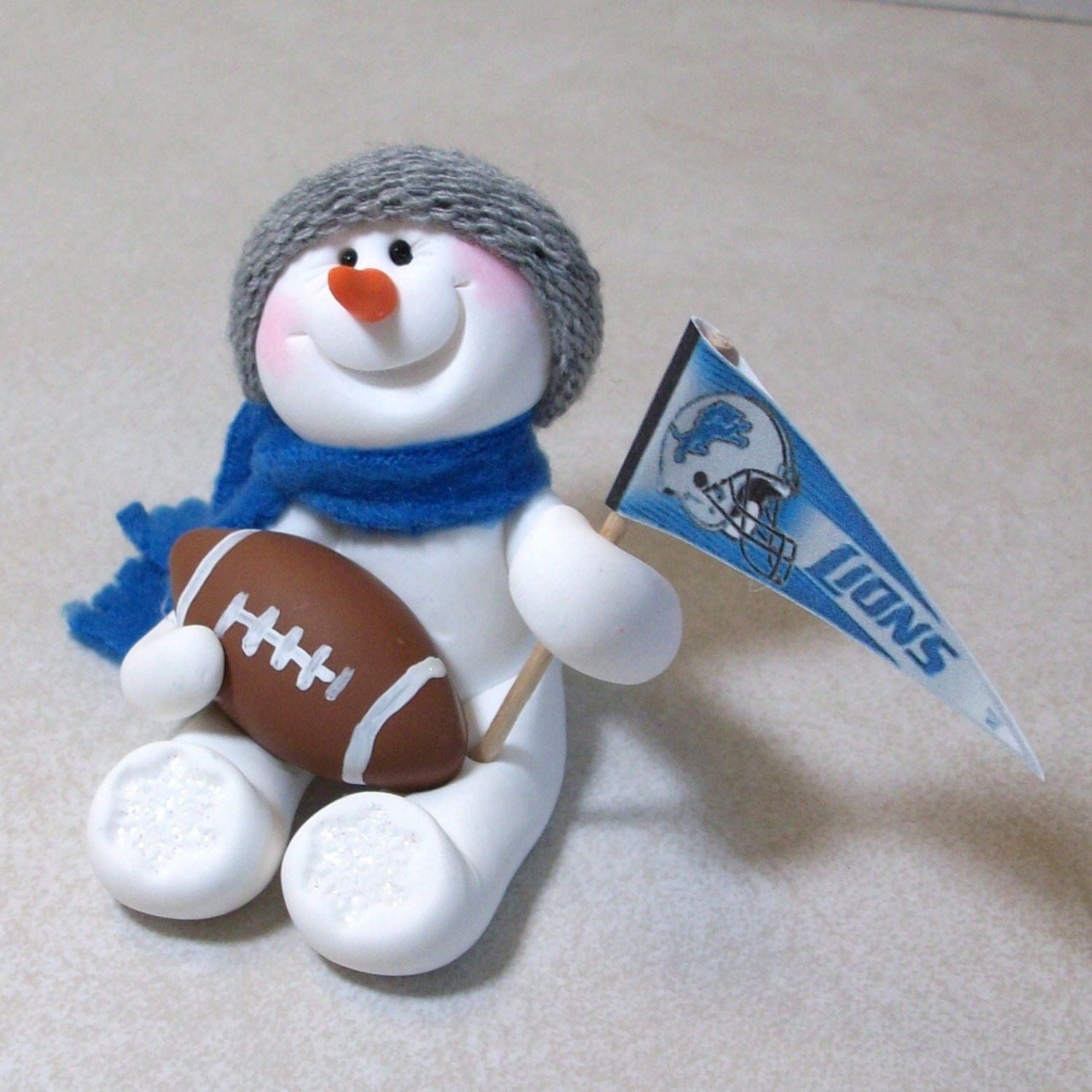 Detroit Lions football snowman ornament | Etsy