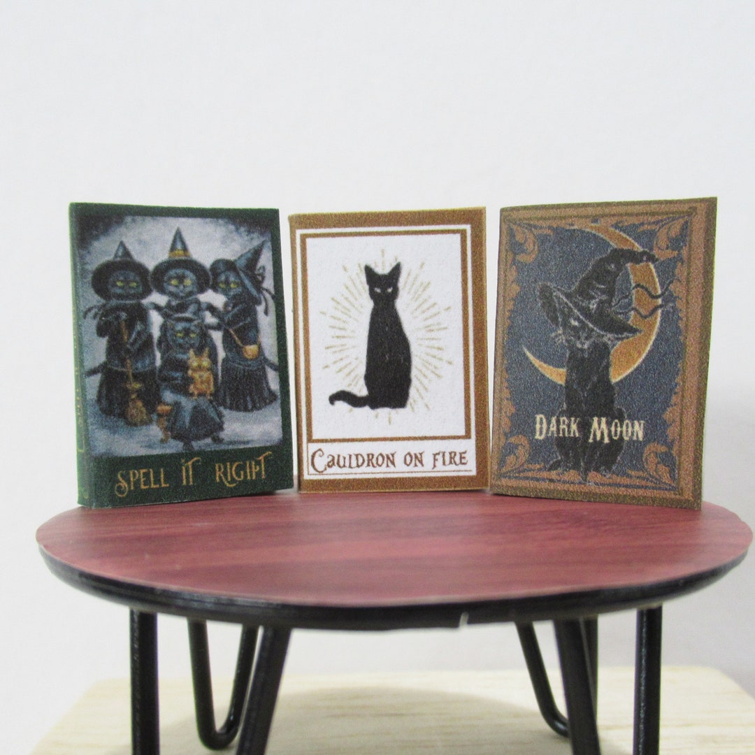Set of 3 Miniature Black Cat Halloween Books Display Books Do Not Open ...