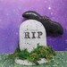 Miniature RIP Headstone With a Black Bat and Moss - Etsy