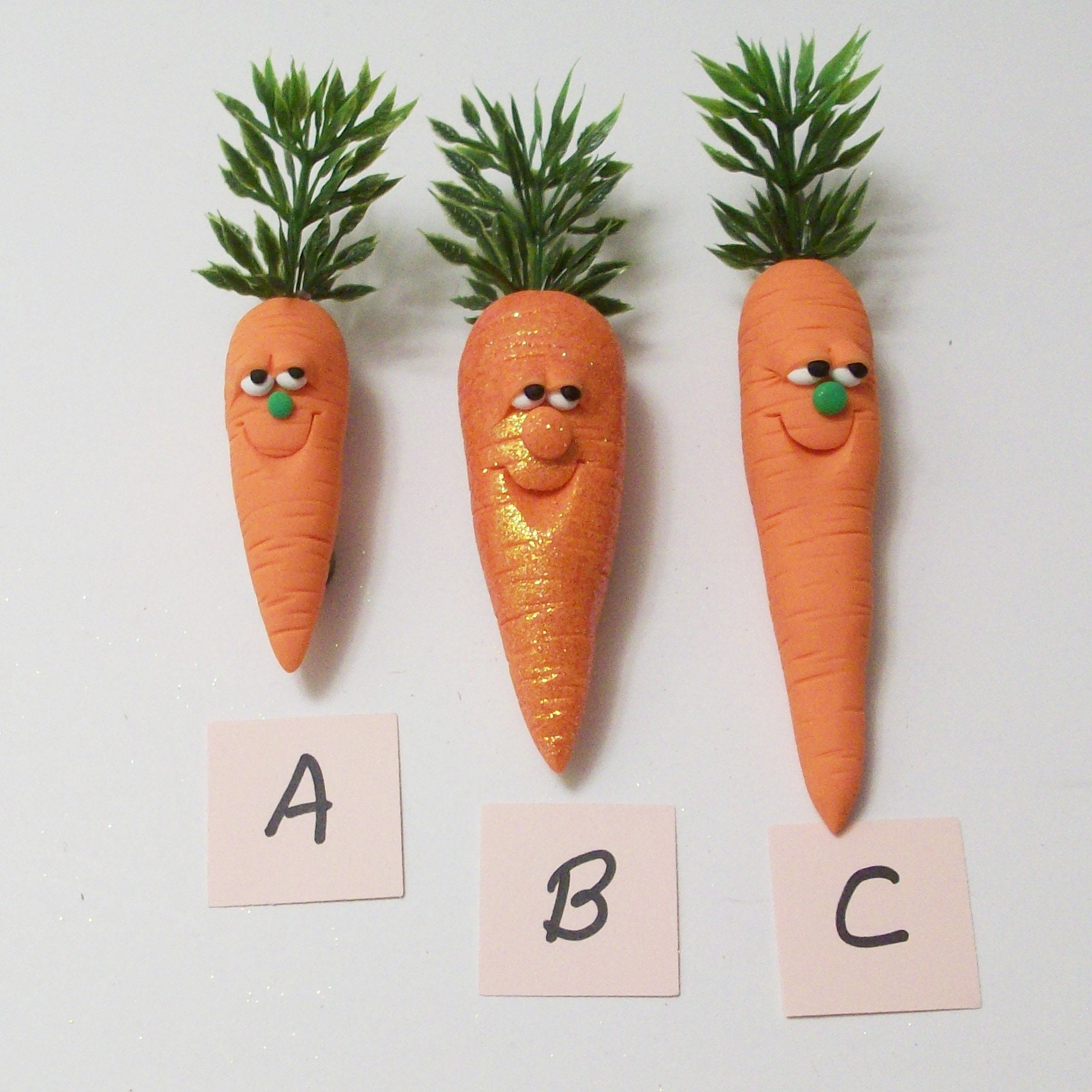 Carrot magnet with a cute face: polymer clay carrot magnets | Etsy