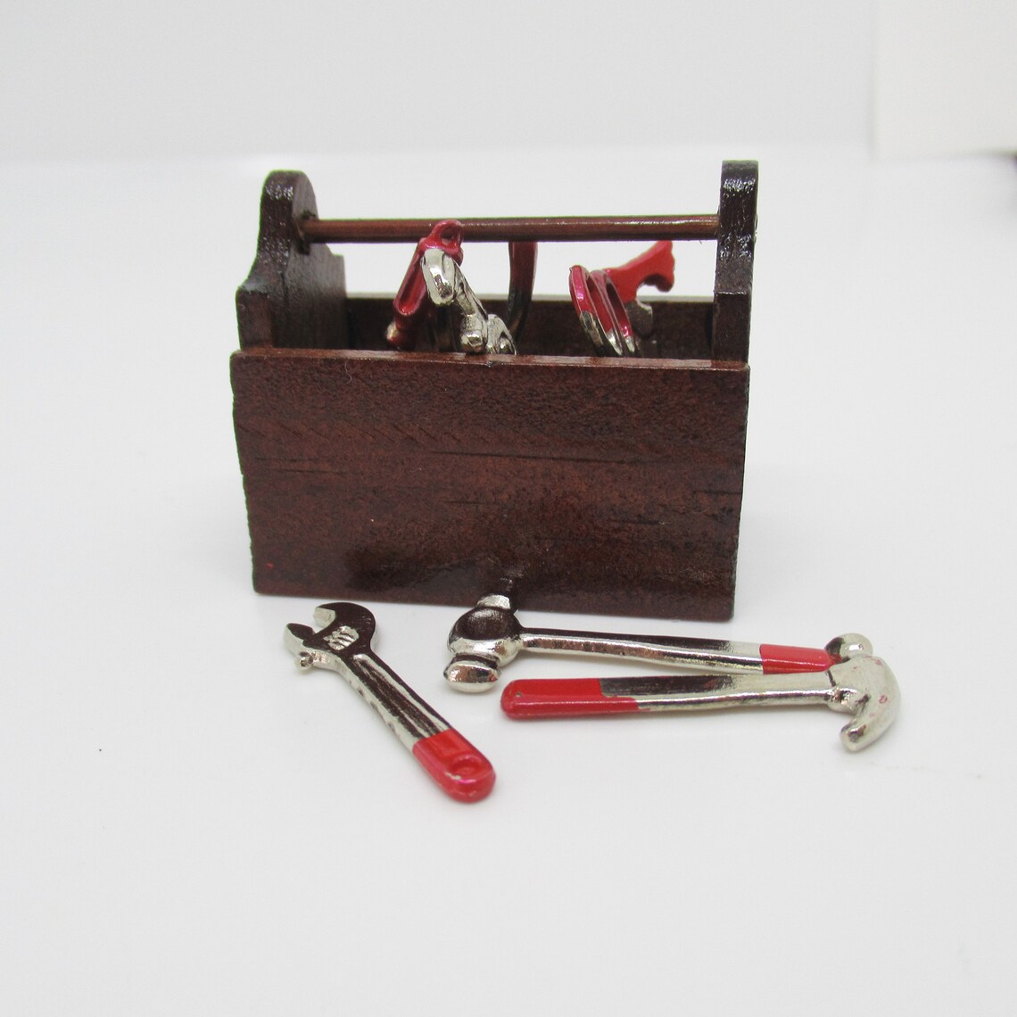 Miniature Wooden Tool Box With 8 Metal Tools - Etsy