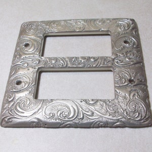 Silver Swirls Single, Double or Triple Toggle Rocker Light Switch Cover ...