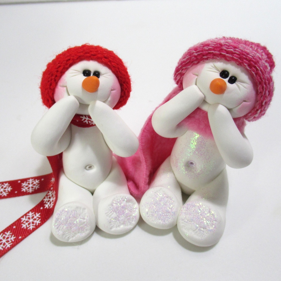Giggles the Snowman Ornament Choose Pink or Red Table Top Decoration - Etsy