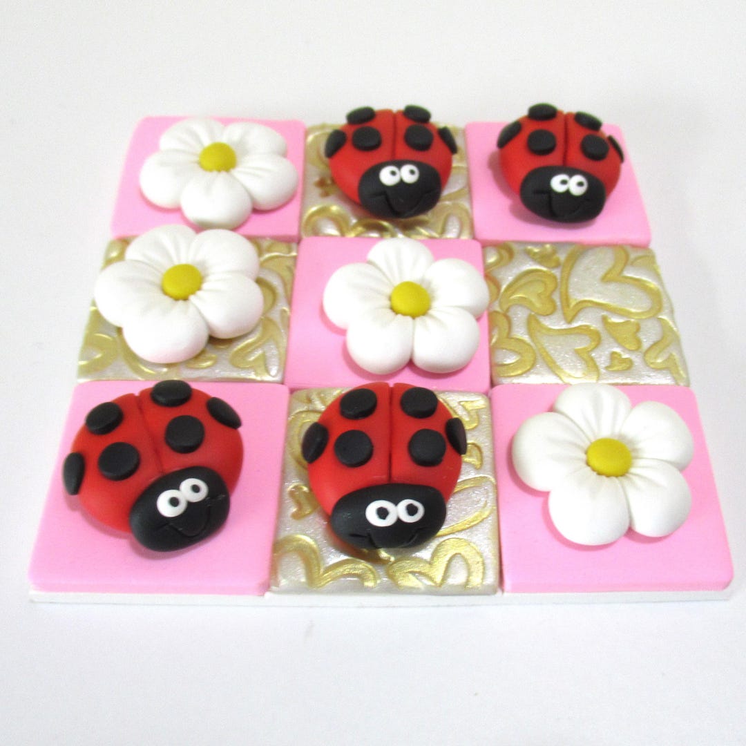 Tic Tac Toe Game Flowers and Lady Bugs - Etsy