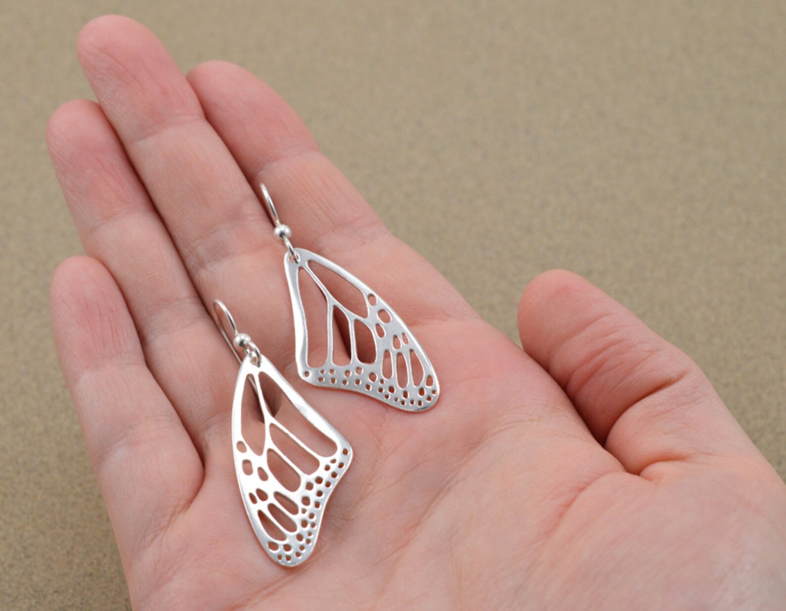 Monarch Wing Earrings - Sterling Silver - Lost Wax Cast - Etsy