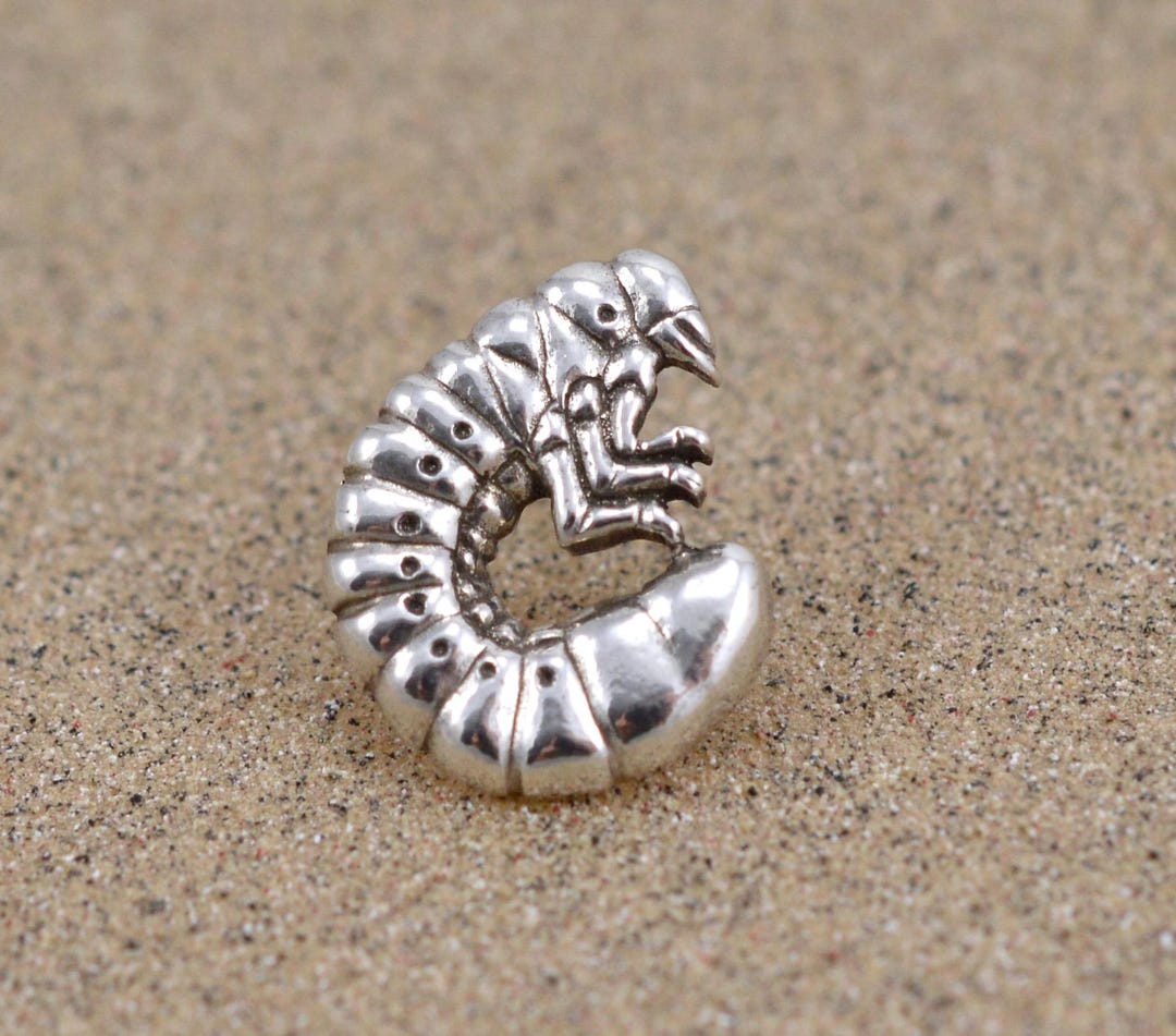 White Grub Pin / Tie Tack - Sterling Silver - Beetle Larva - Etsy
