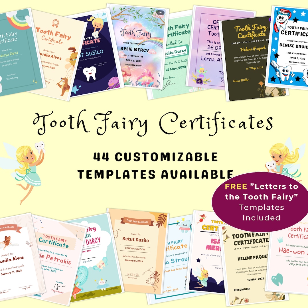 Editable Tooth Fairy Certificate Set With Free Printable Tooth Fairy ...