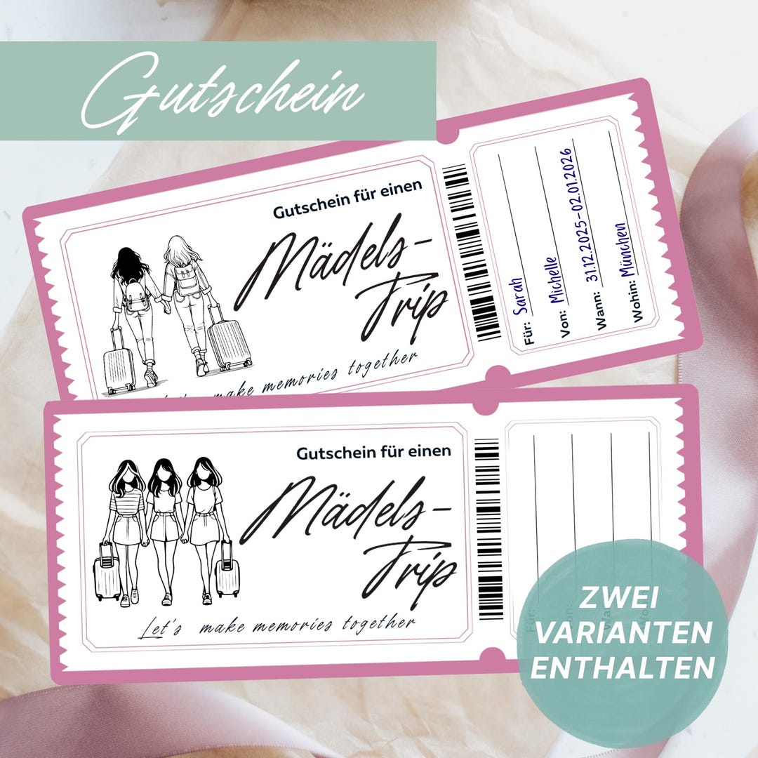 Girls' Trip Voucher PDF | Gift for Girlfriend | JGA Weekend Break ...