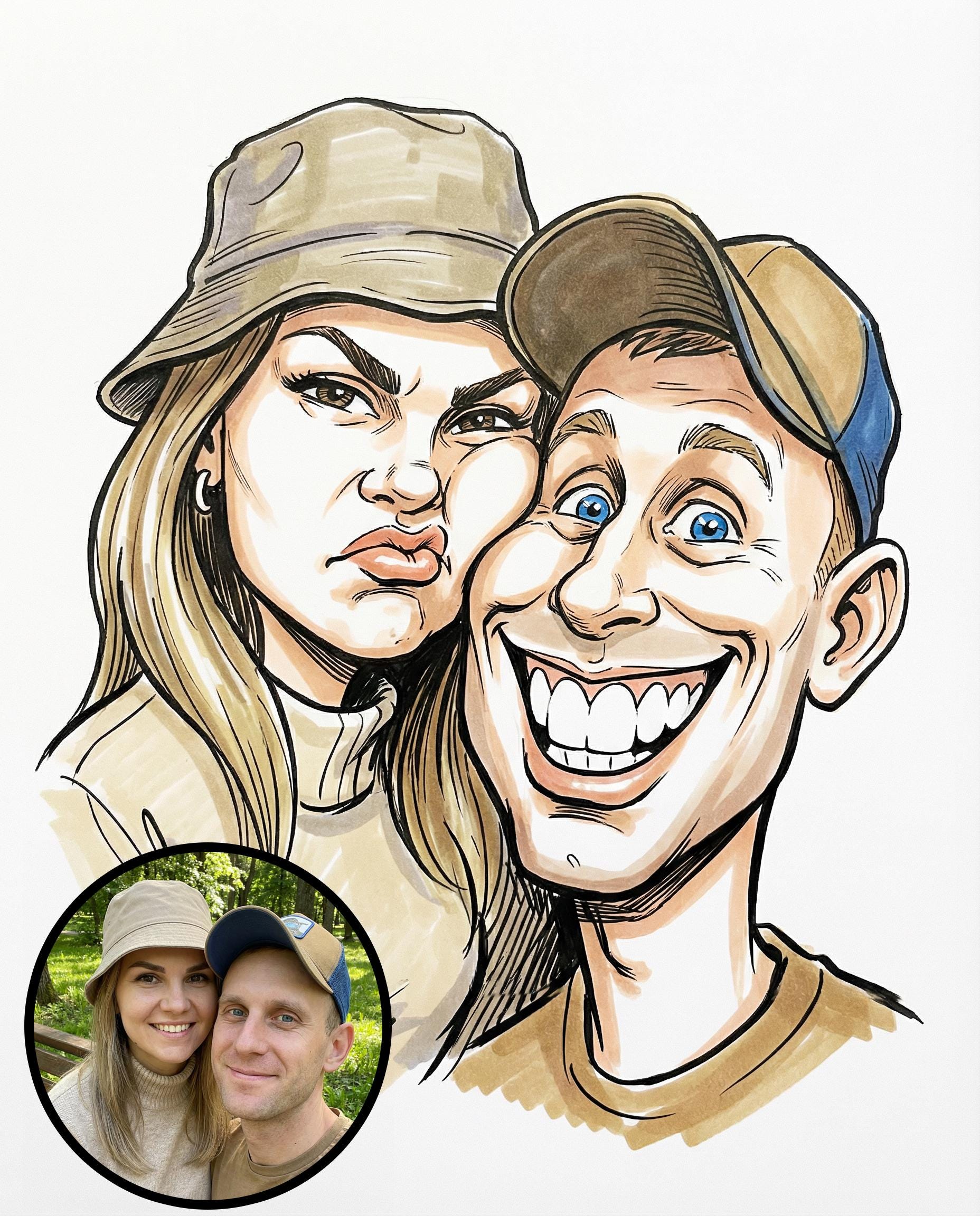 Custom Caricature Portrait From Photo,custom Couple Caricature ...