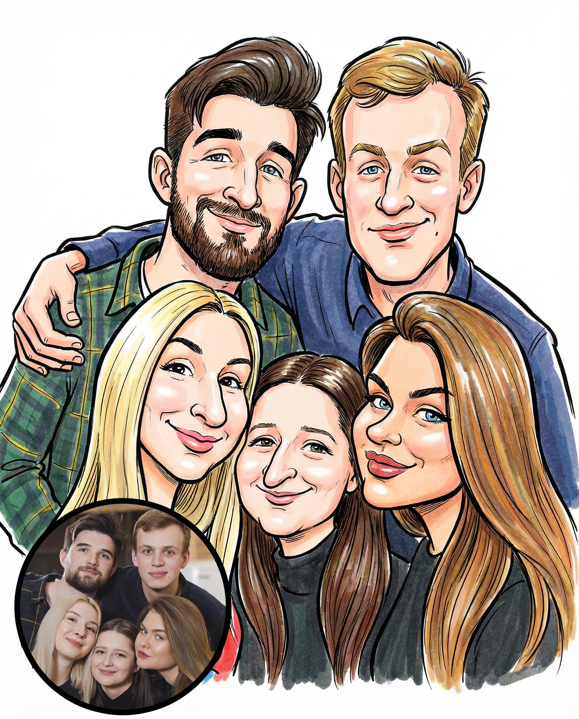 Custom Caricature Portrait From Photo,custom Couple Caricature ...