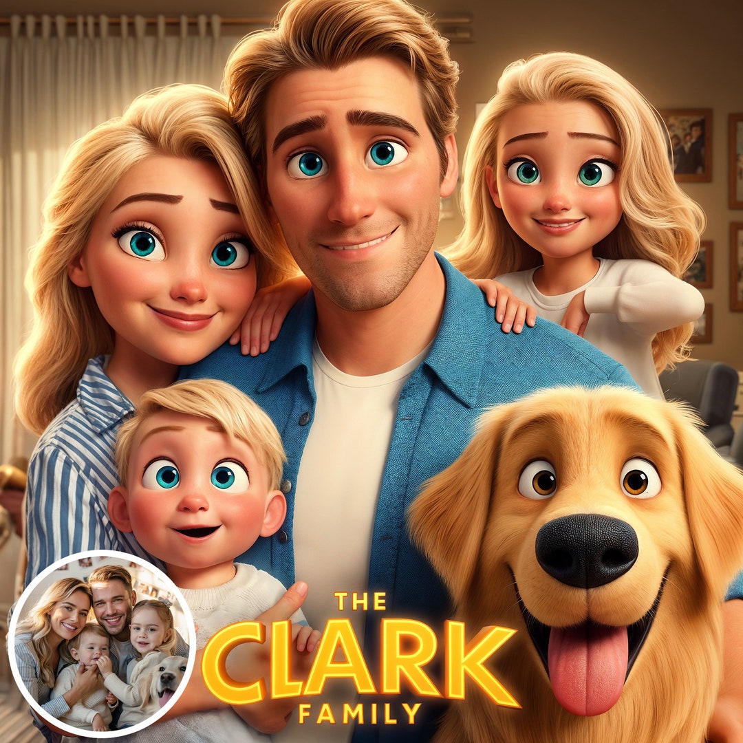 Custom Cartoon Animation, Personalised Family Portrait,cartoon Portrait ...