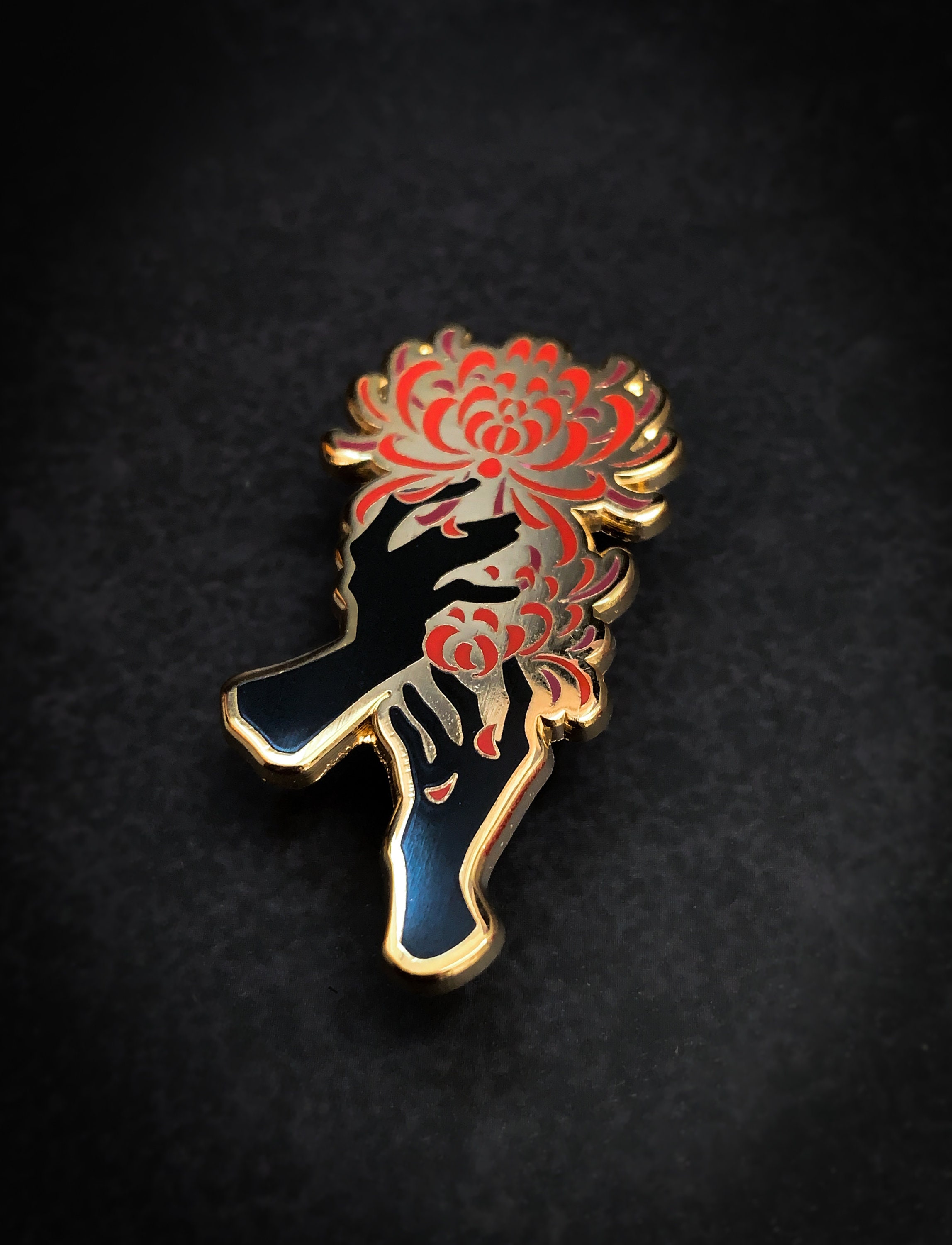 Chrysanthemum Hands Enamel Pin - Etsy