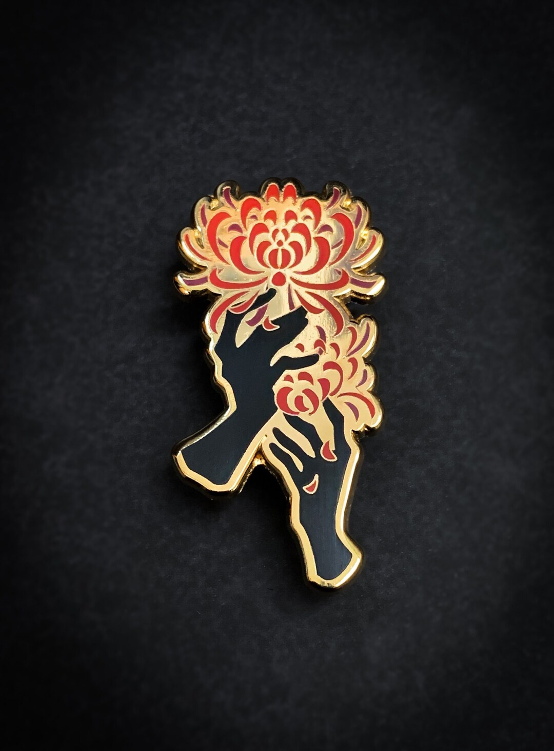 Chrysanthemum Hands Enamel Pin - Etsy