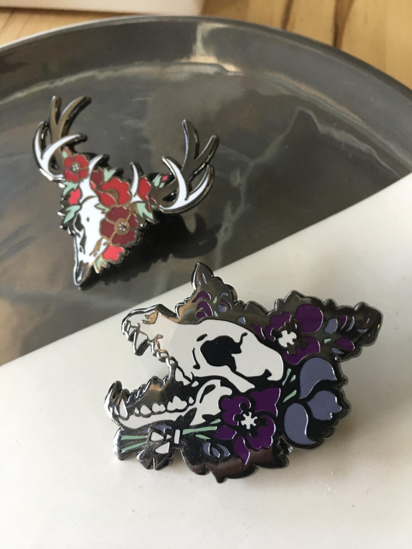 Red Poppies Deer enamel Pin - Etsy