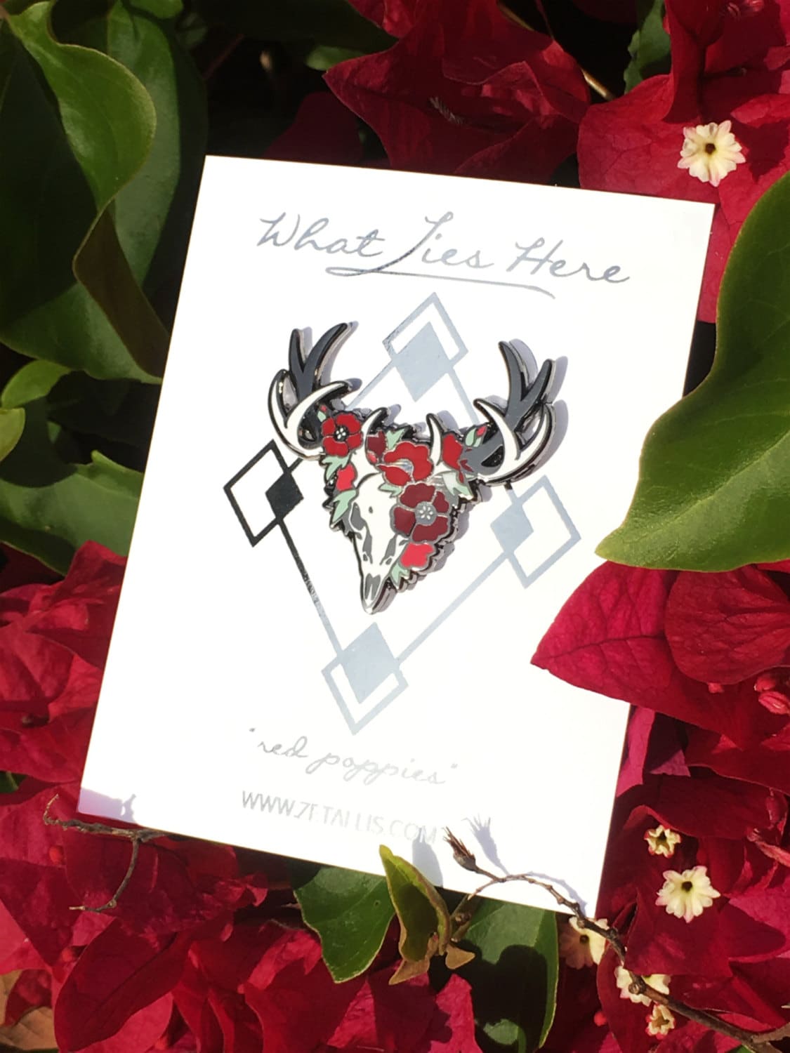 Red Poppies Deer Enamel Pin | Etsy