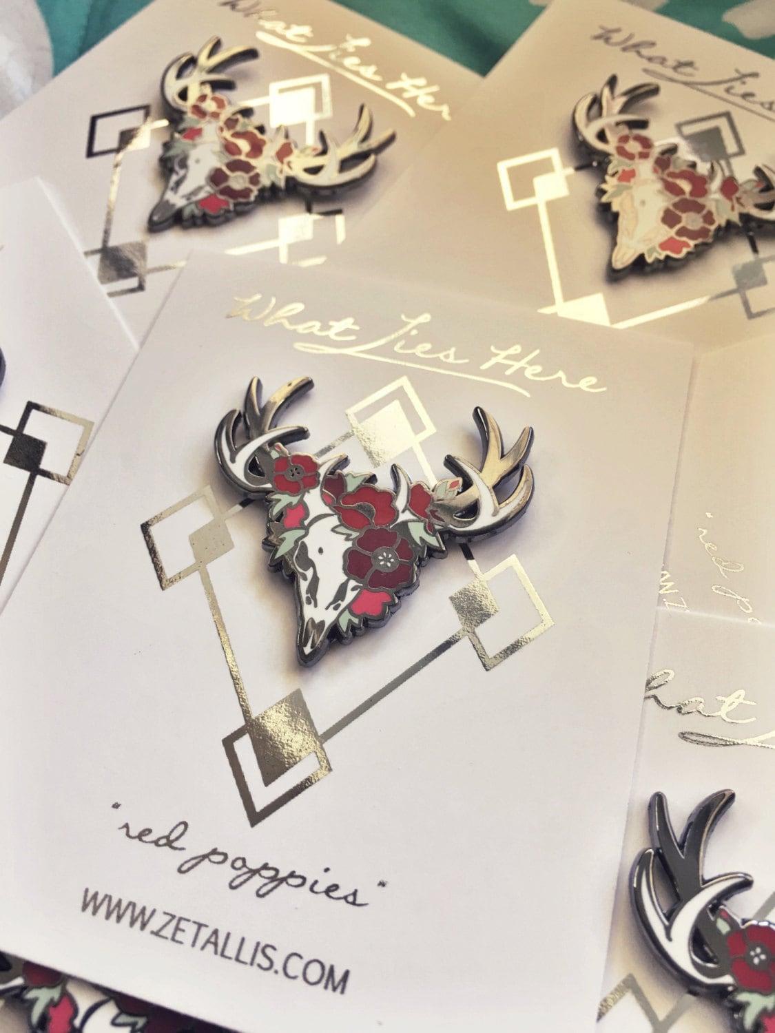 Red Poppies Deer enamel Pin - Etsy Canada