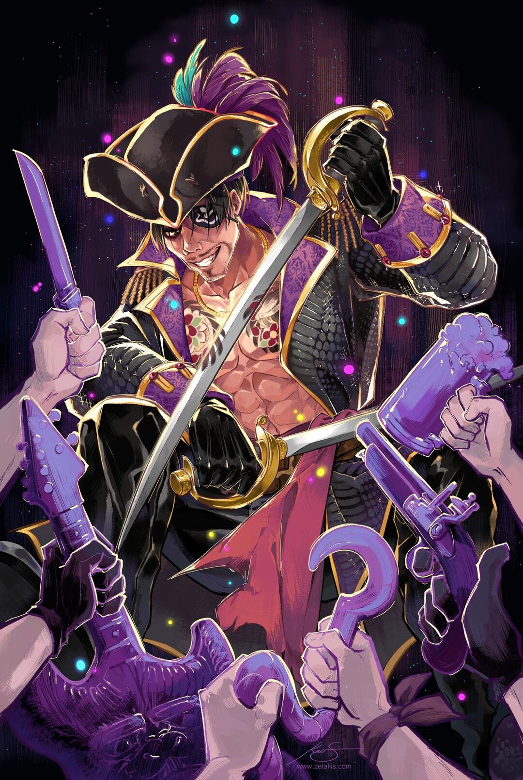 Pirate Majima Foil Print - Etsy