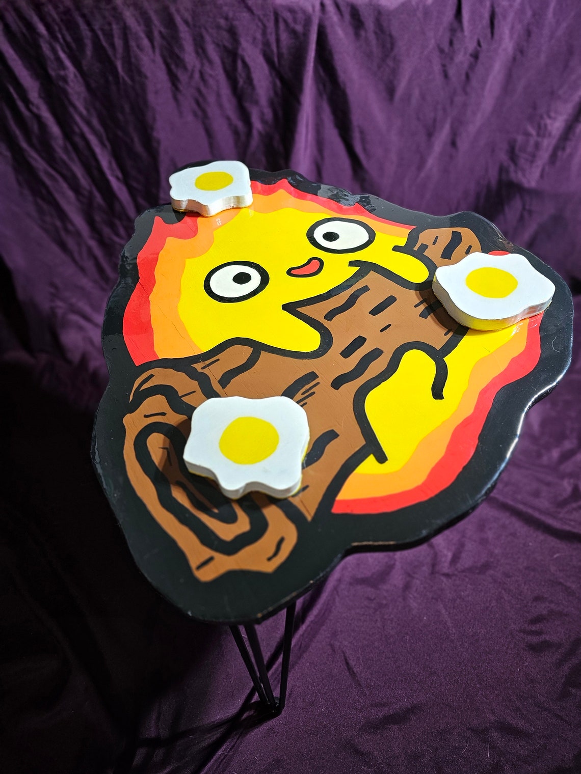 Calcifer End Table With Fried Egg Coasters - Etsy