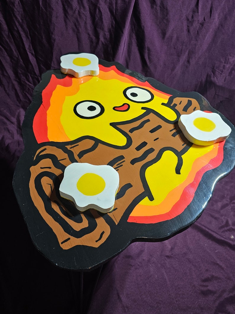 Calcifer End Table With Fried Egg Coasters - Etsy