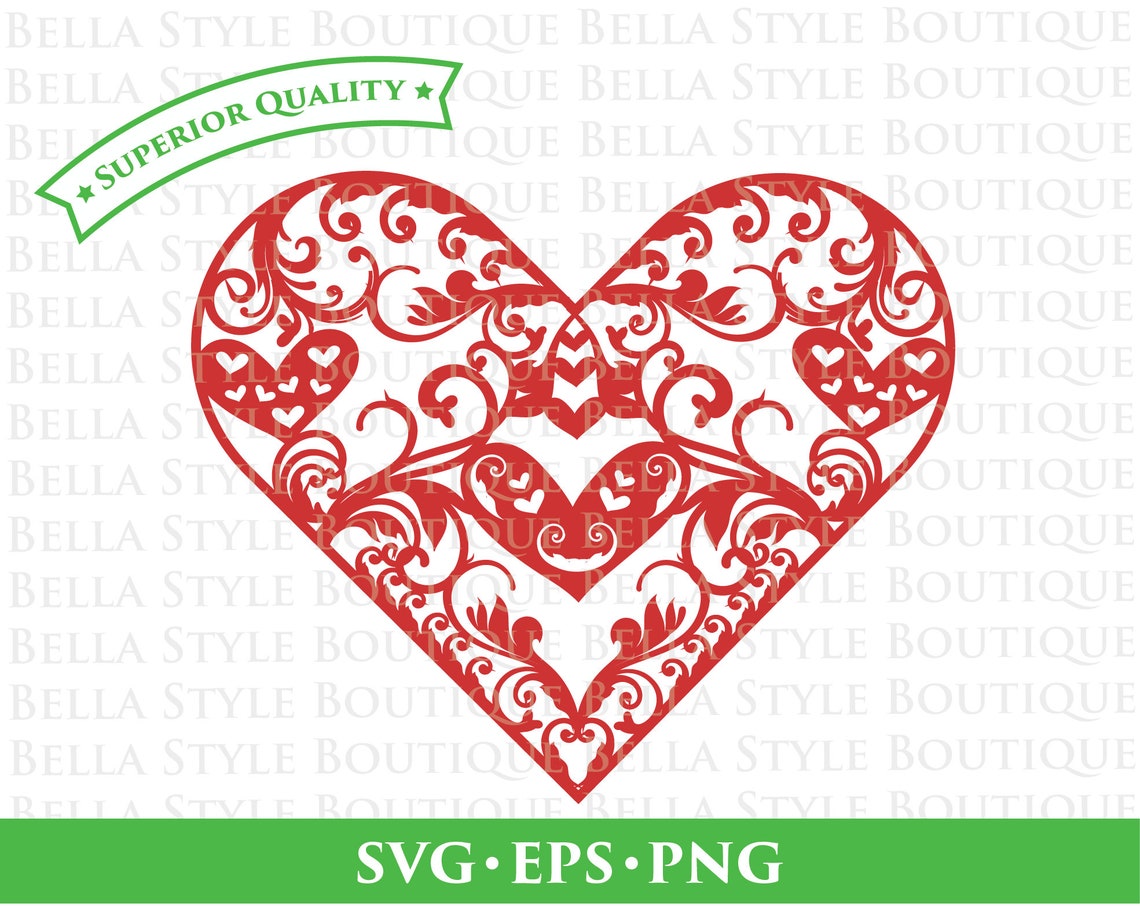 Heart Filigree Lace Valentine Svg Png Eps Cut File - Etsy