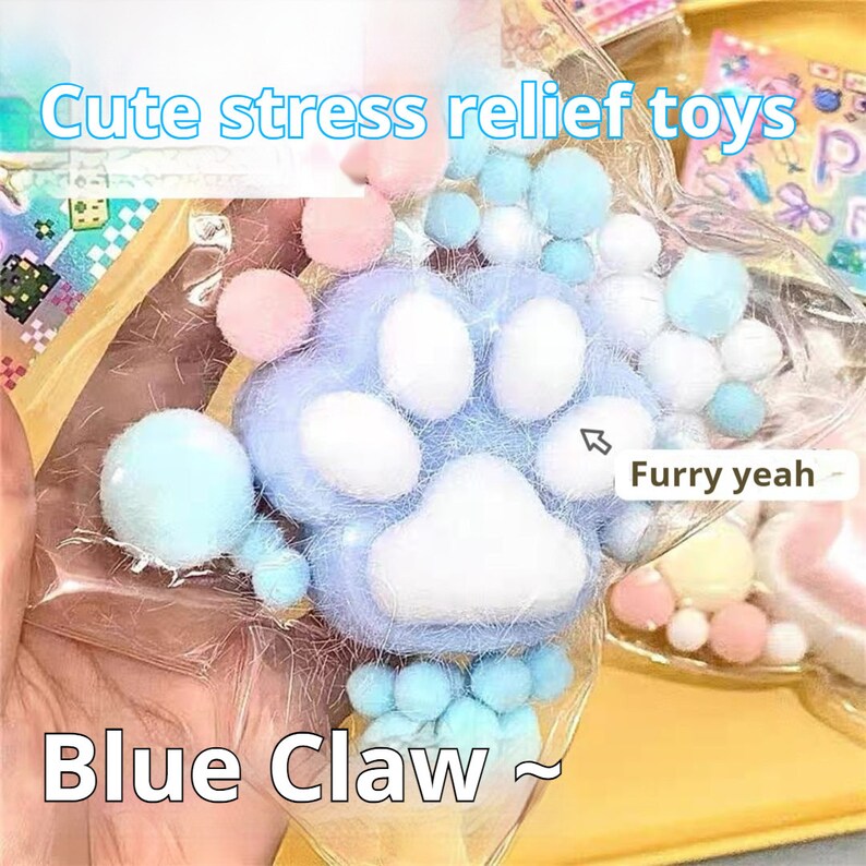 Fluffy Cat Paw, Stress Relief Toy, Mochi Taba Soft Fidget Toy, Adult ...