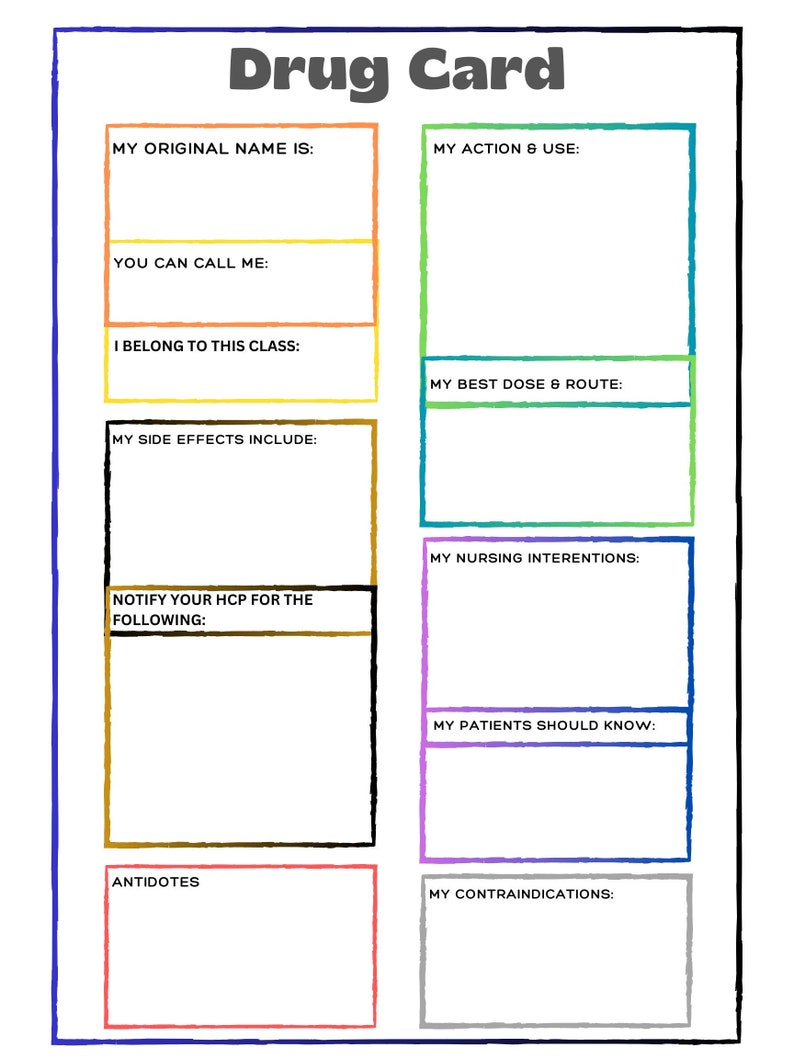 Nursing Student Template; Medication Note Cards; Clinical Notes for ...