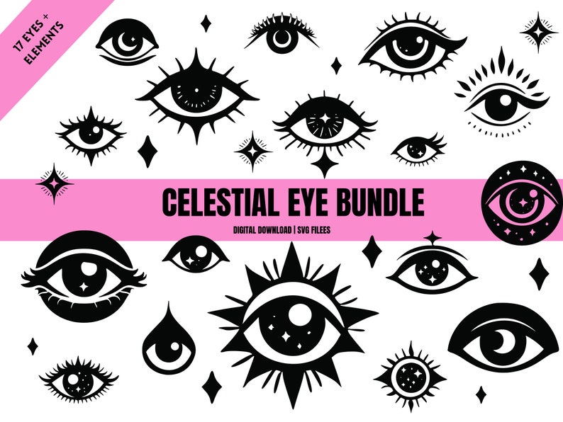 Celestial Eye SVG Bundle 17 Mystical Eye Designs for Crafting and ...