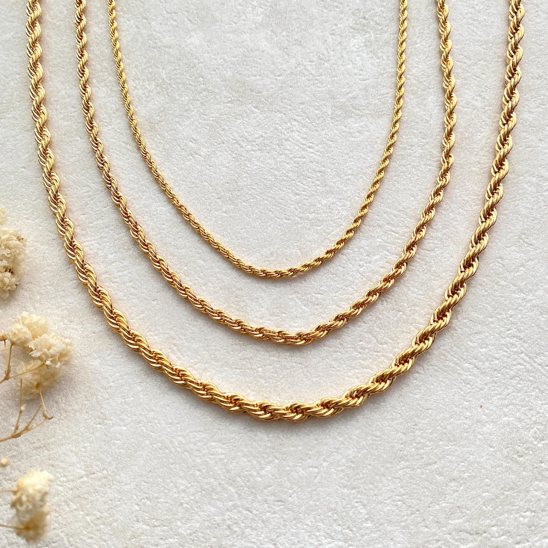 18K Gold Filled Chain Necklace,rope Chain Necklace,twist Chian,everday ...