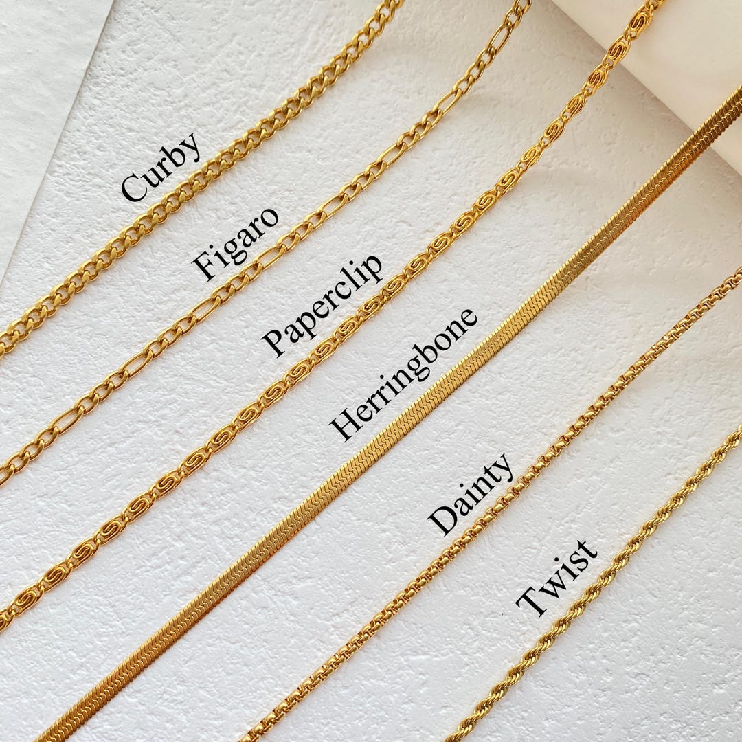 18K Gold Filled Chain Necklace,curb Chian,figaro Chain,paperclip Chain ...
