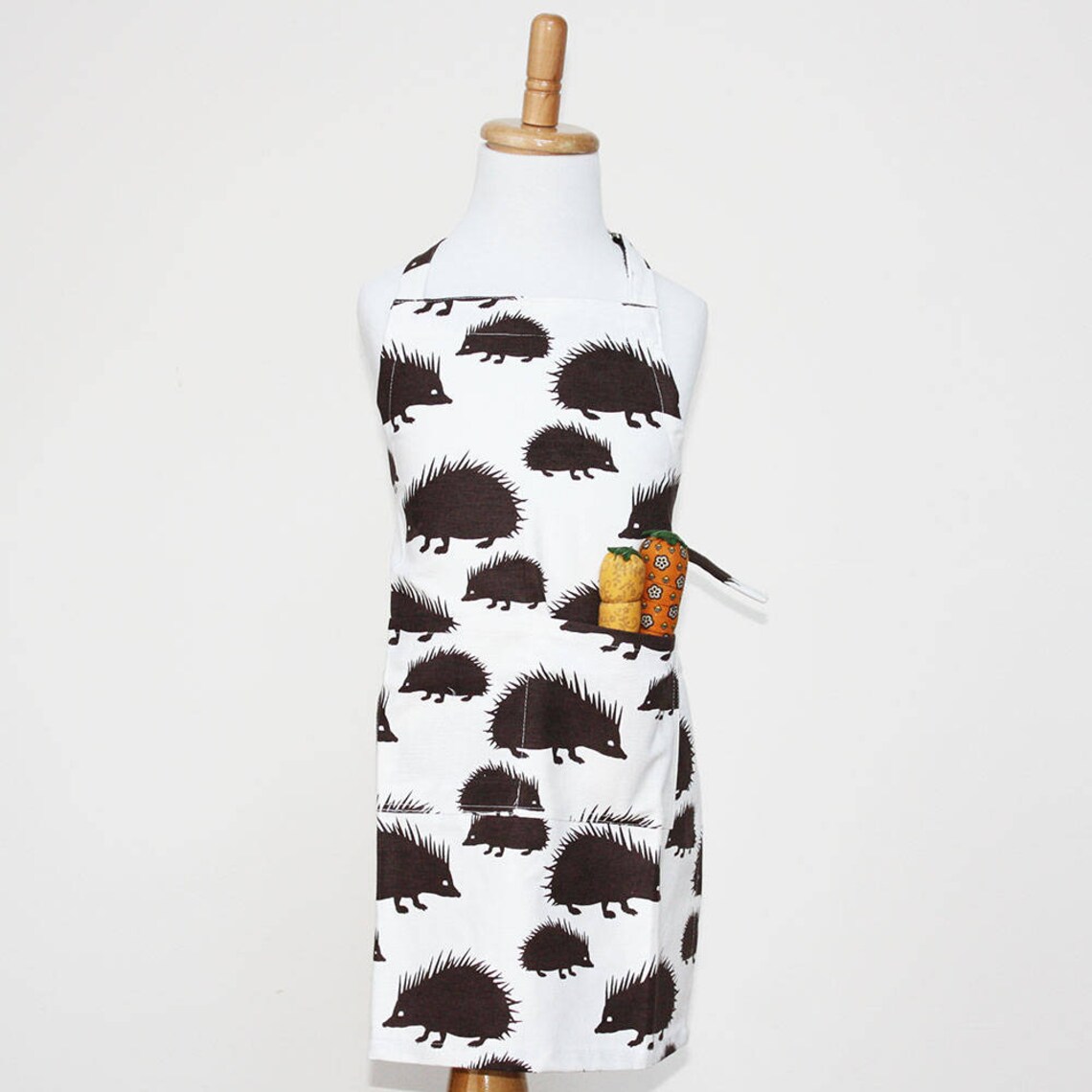 Organic Cotton Brown Hedgehog Printed Kids Apron - Etsy