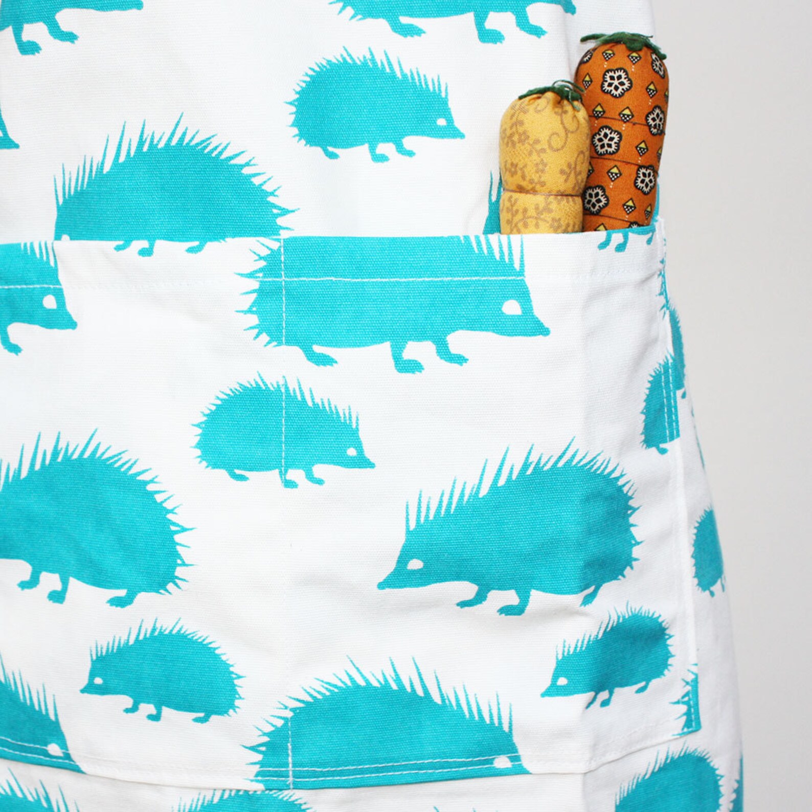 Organic Cotton Teal Hedgehog Printed Apron - Etsy