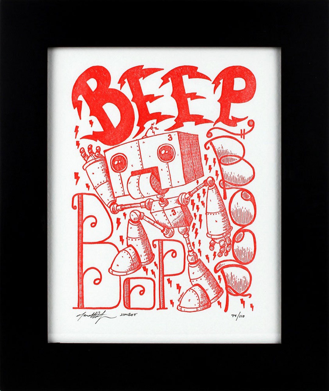 JIMBOT "beep Bop Boop" Numbered Letterpress Print - Etsy