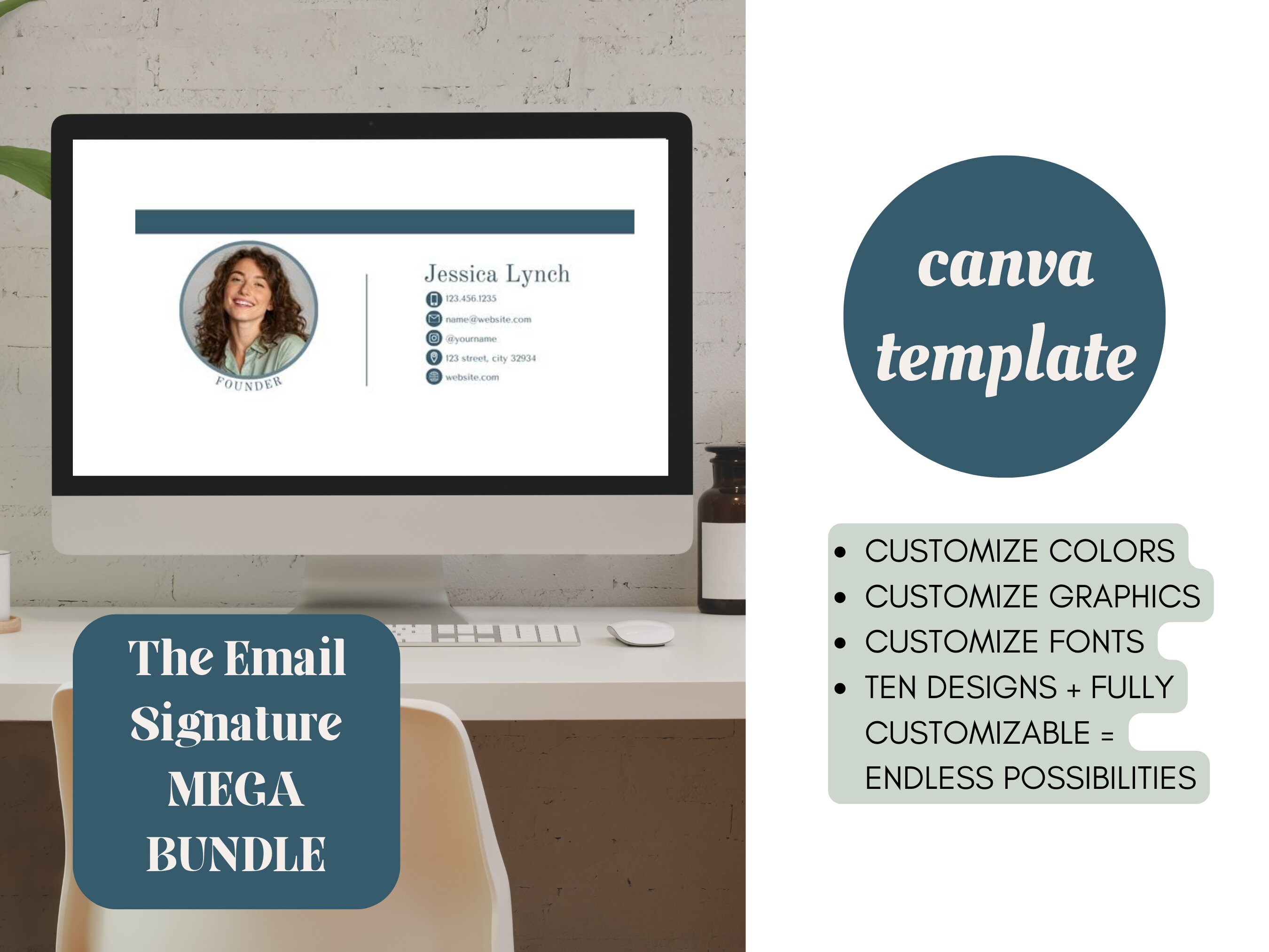 BUNDLE! Email Signature Templates for Gmail or Outlook: Professional ...