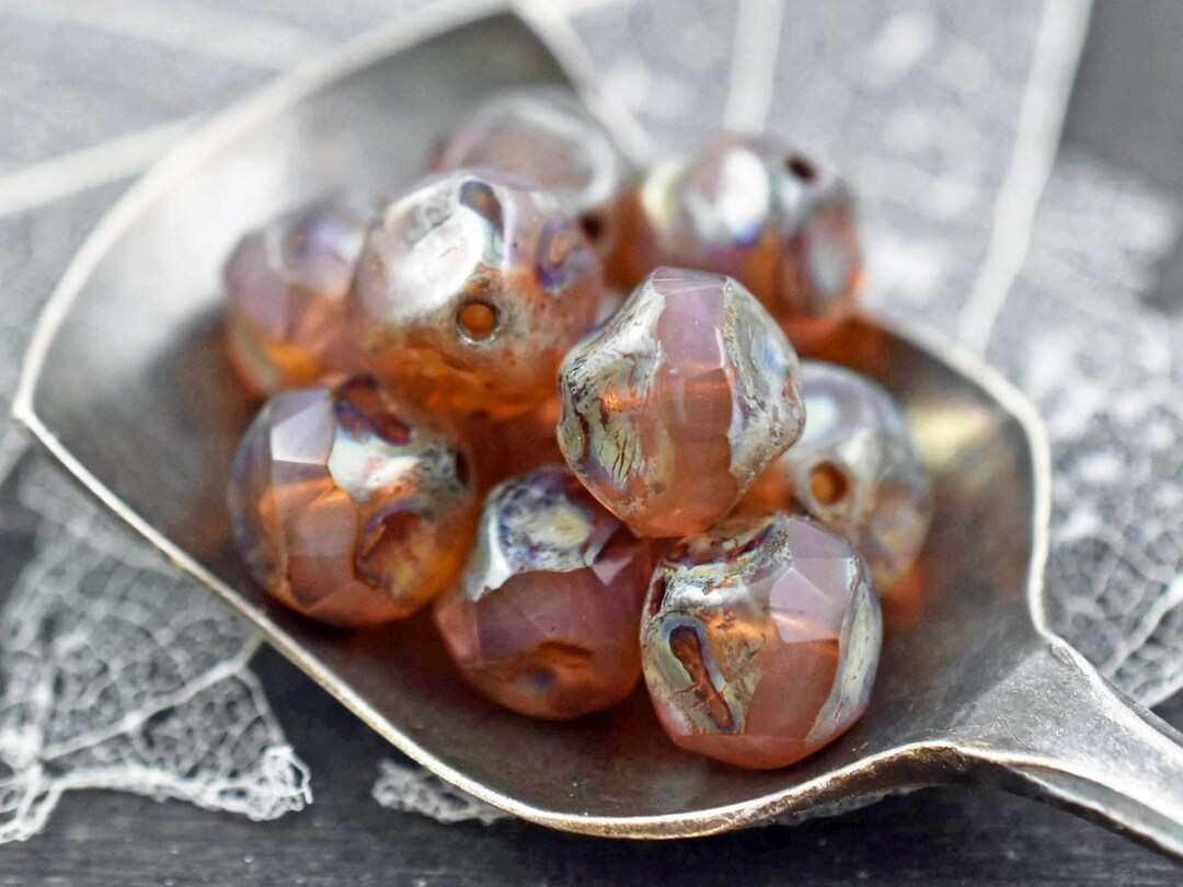 Picasso Beads Czech Glass Beads Central Cut Beads Round Beads Milky ...