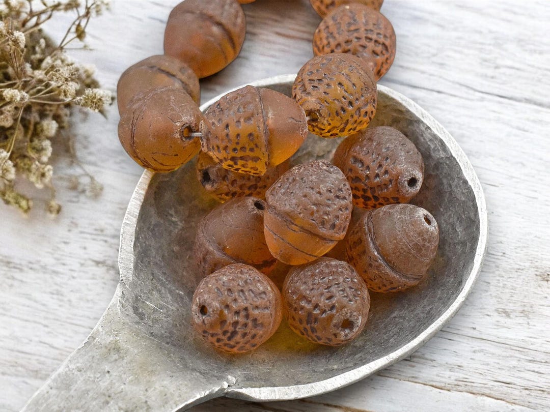 Czech Glass Beads - Picasso Beads - Acorn Beads - Fall Beads - Beads ...