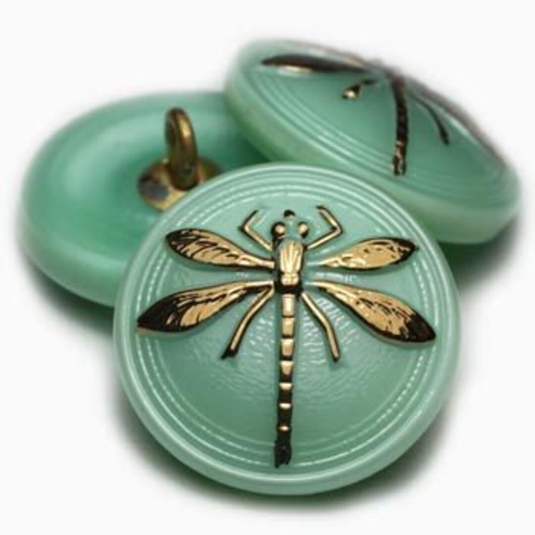 Dragonfly Button Czech Glass Buttons Shank Buttons - Etsy