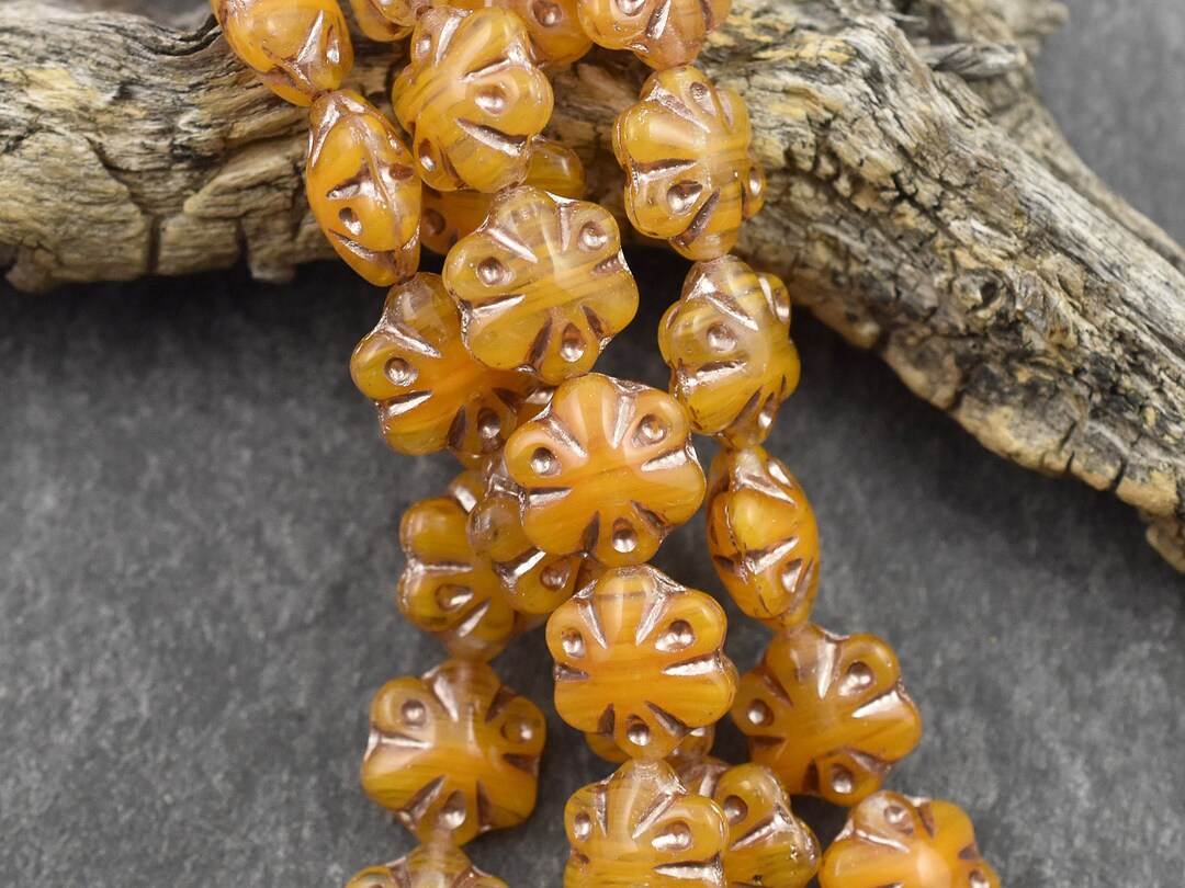 Czech Glass Beads - Picasso Beads - Flower Beads - Floral Beads ...