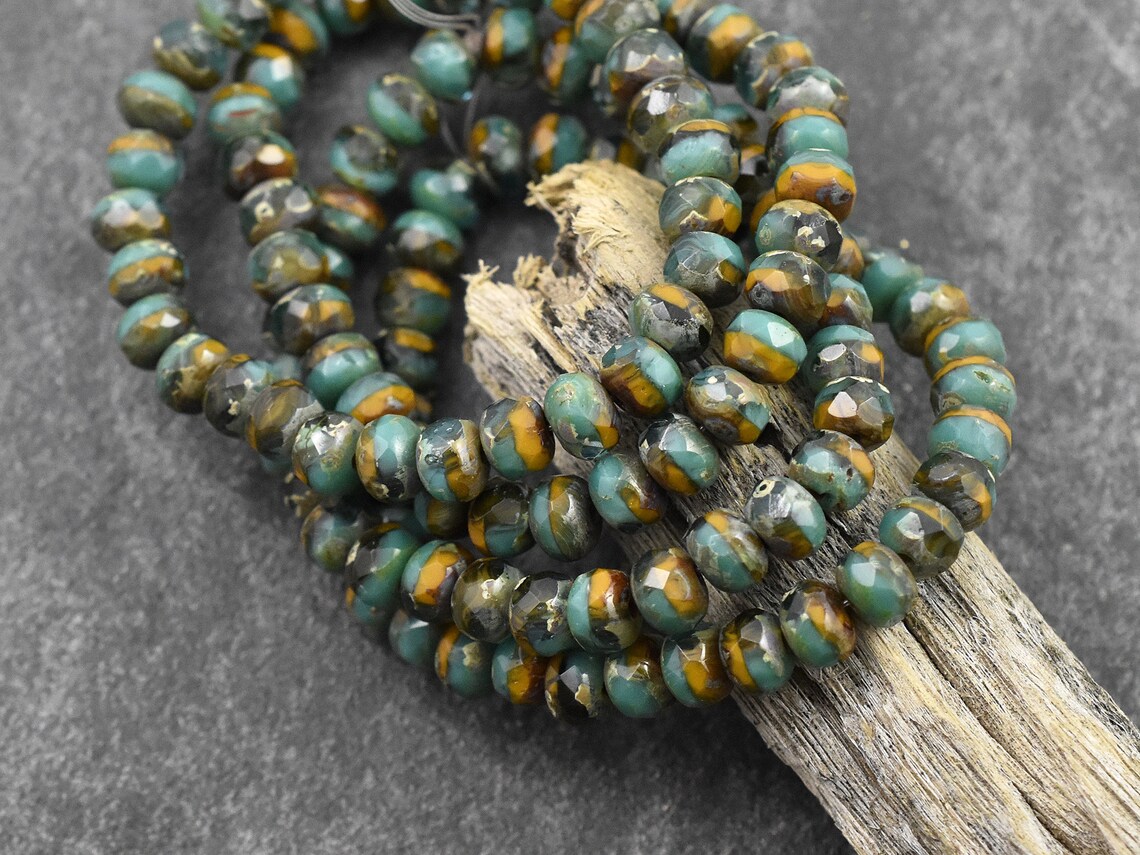 Picasso Beads - Czech Glass Beads - Rondelle Beads - Fire Polished ...