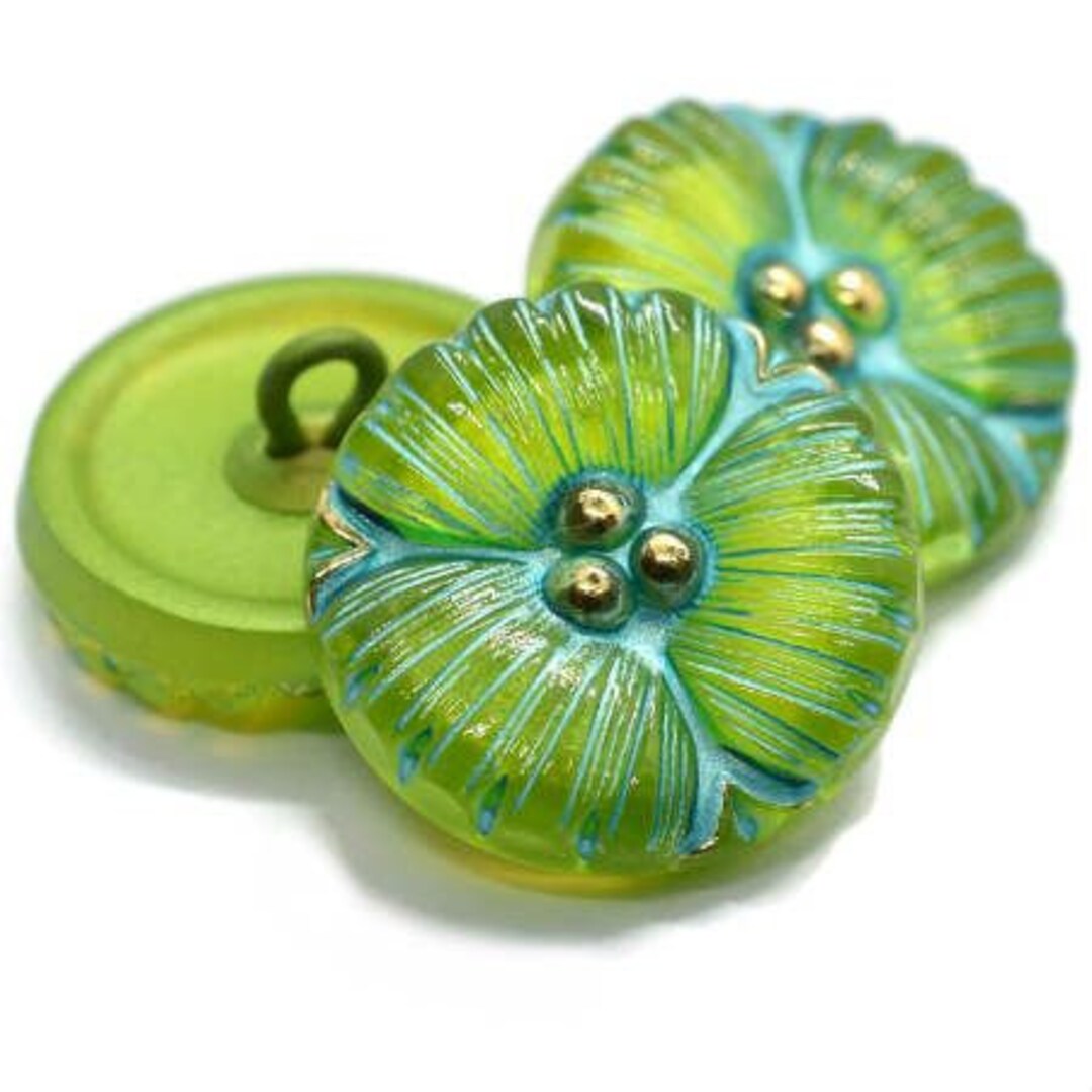 Czech Glass Buttons Shank Buttons Artisan Button Handmade Button 18mm ...