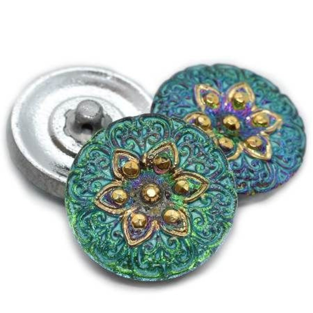 Czech Glass Buttons Shank Buttons Artisan Button - Etsy