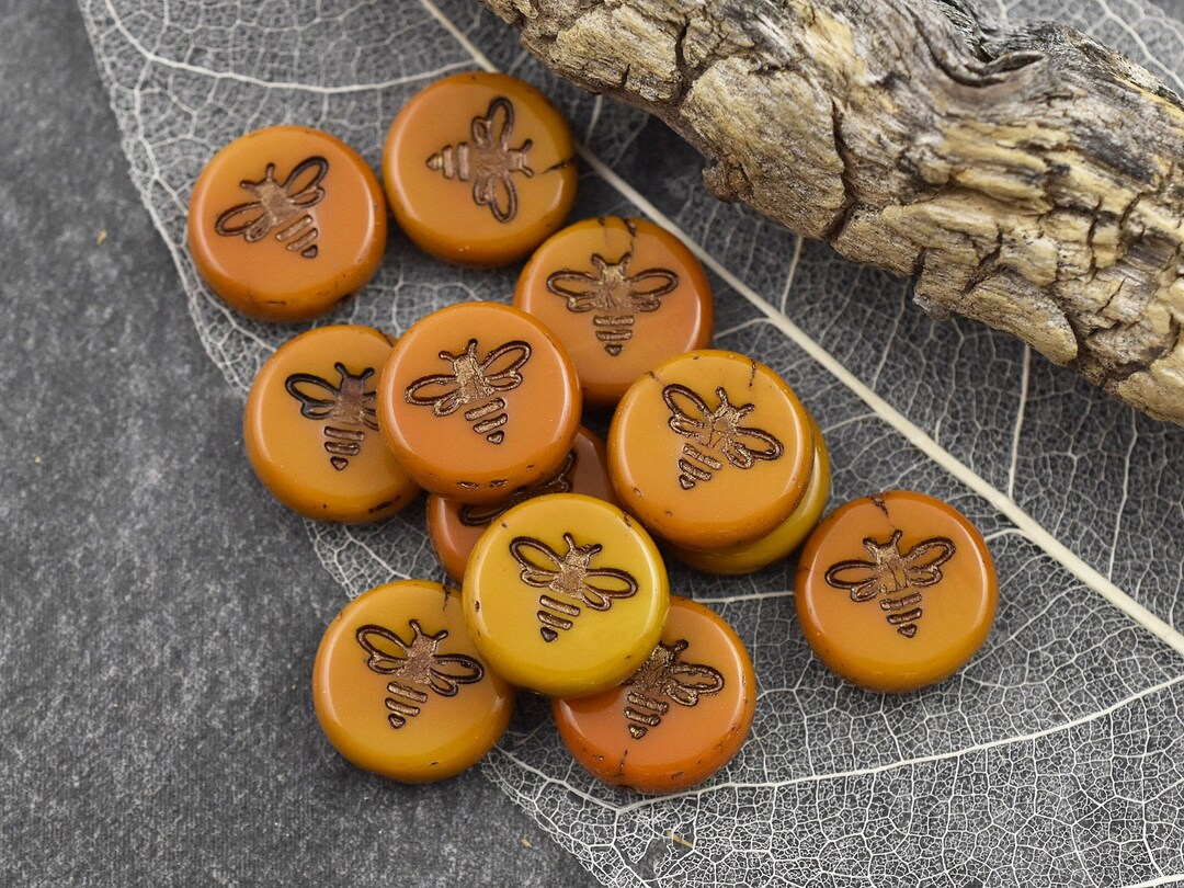 Bee Beads Czech Glass Beads Picasso Beads Bumble Bee Czech Glass Bee ...