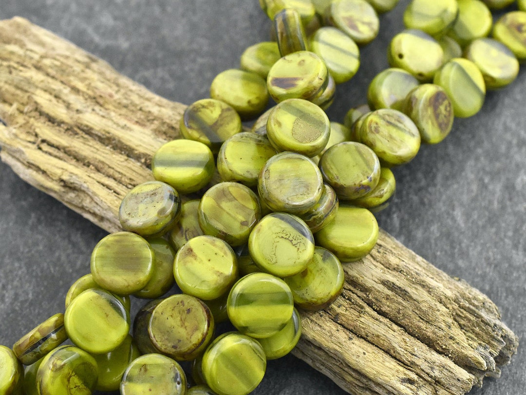 Picasso Beads - Czech Glass Beads - Coin Beads - Vintage Beads - 10mm ...